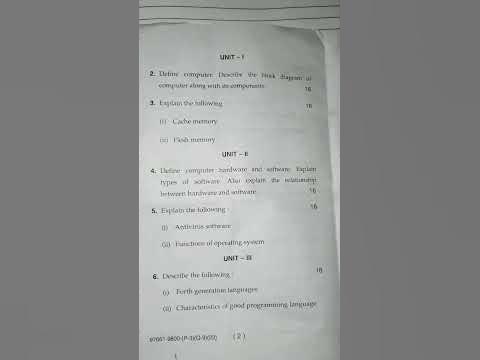 Bca 1st semester question paper 2022 Computer programming & fundamental - YouTube
