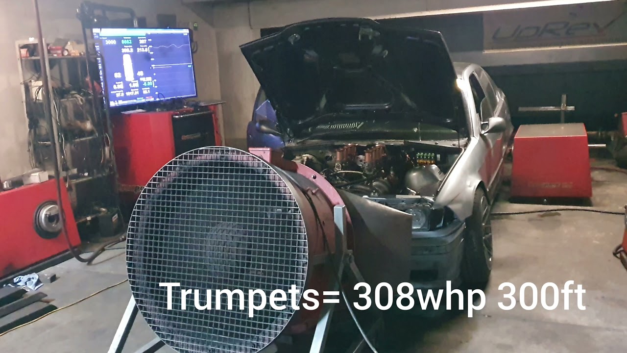 3UZ E36 dyno- ITBs and long headers - YouTube