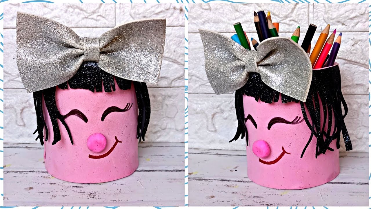 How To Make Easy Pen/ Pencil Stand | DIY- Pen Stand Craft - YouTube