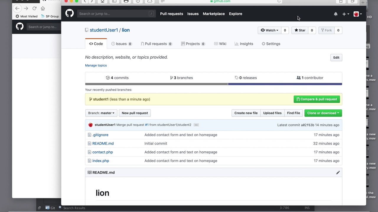Git Repository owner now creates and pushes a their new branch - YouTube