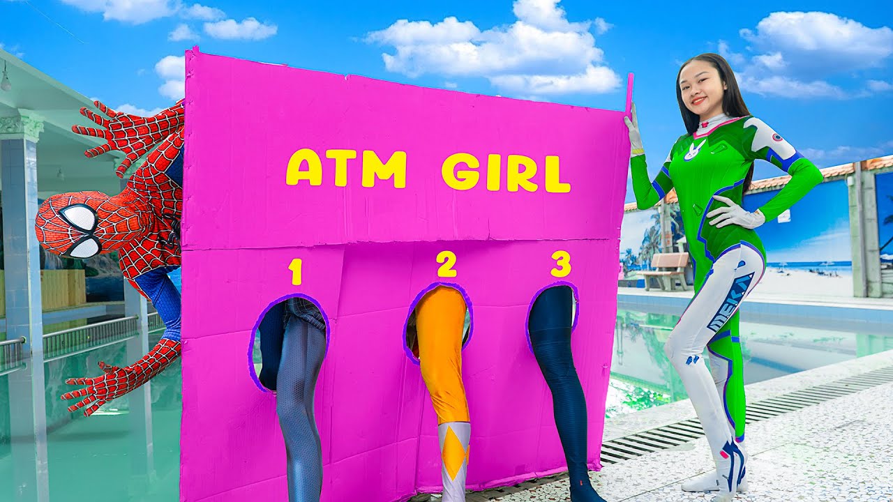AMAZING GIRL ATM VS TEAM SPIDER-MAN BATTLE NERF Dr AEGirl | GAME HAMMER ...