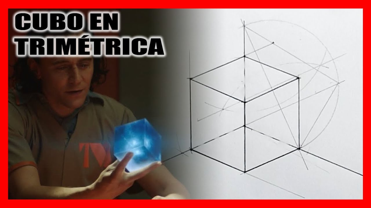 Como construir un CUBO en perspectiva axonométrica TRIMÉTRICA dibujo ...
