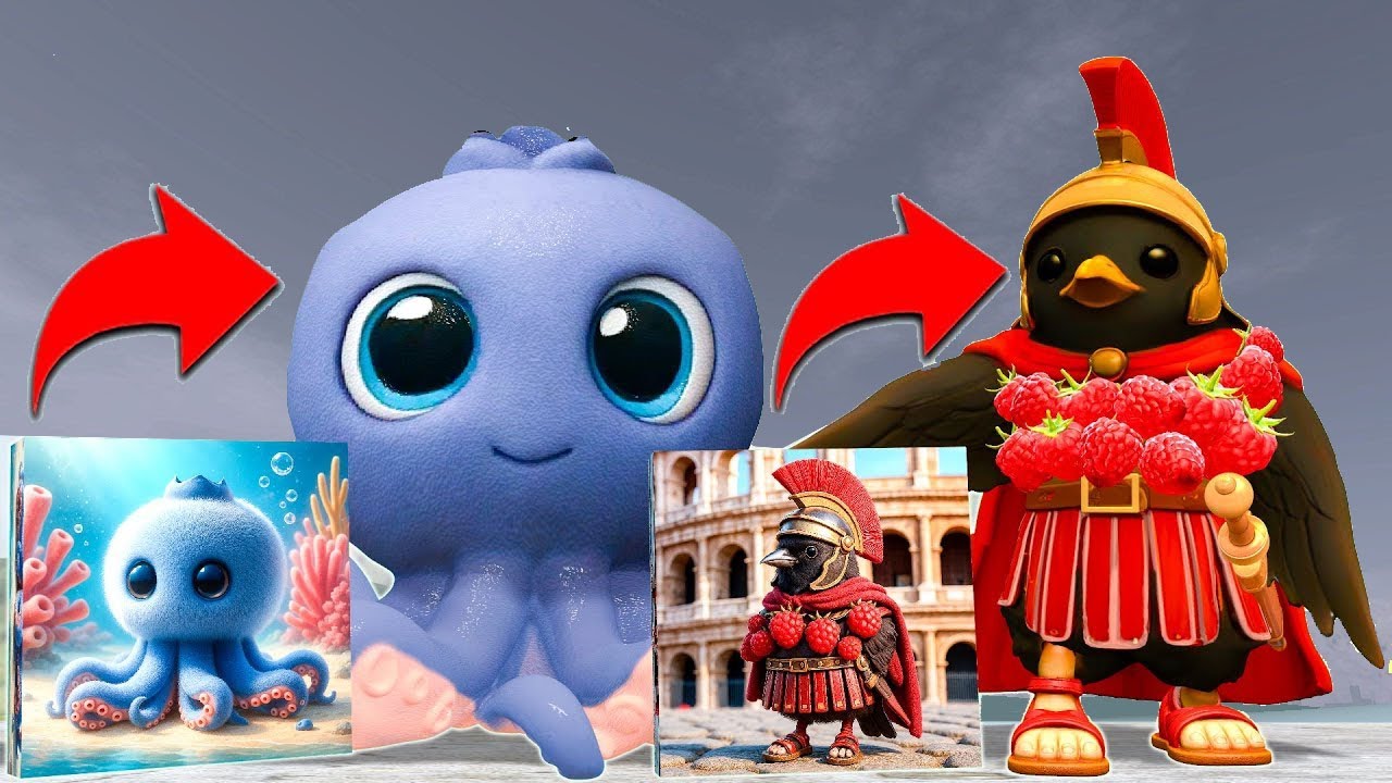 TURNING 2D INTO 3D BRI BRI BICUS AND BLUEBERINNI OCTOPUSSINI FROM ...