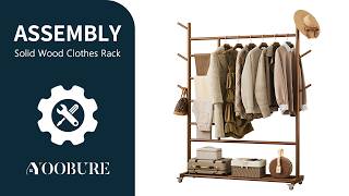 🛠️Yoobure Solid Wood Clothing Rack with Pants Rack Assembly Video🛠️