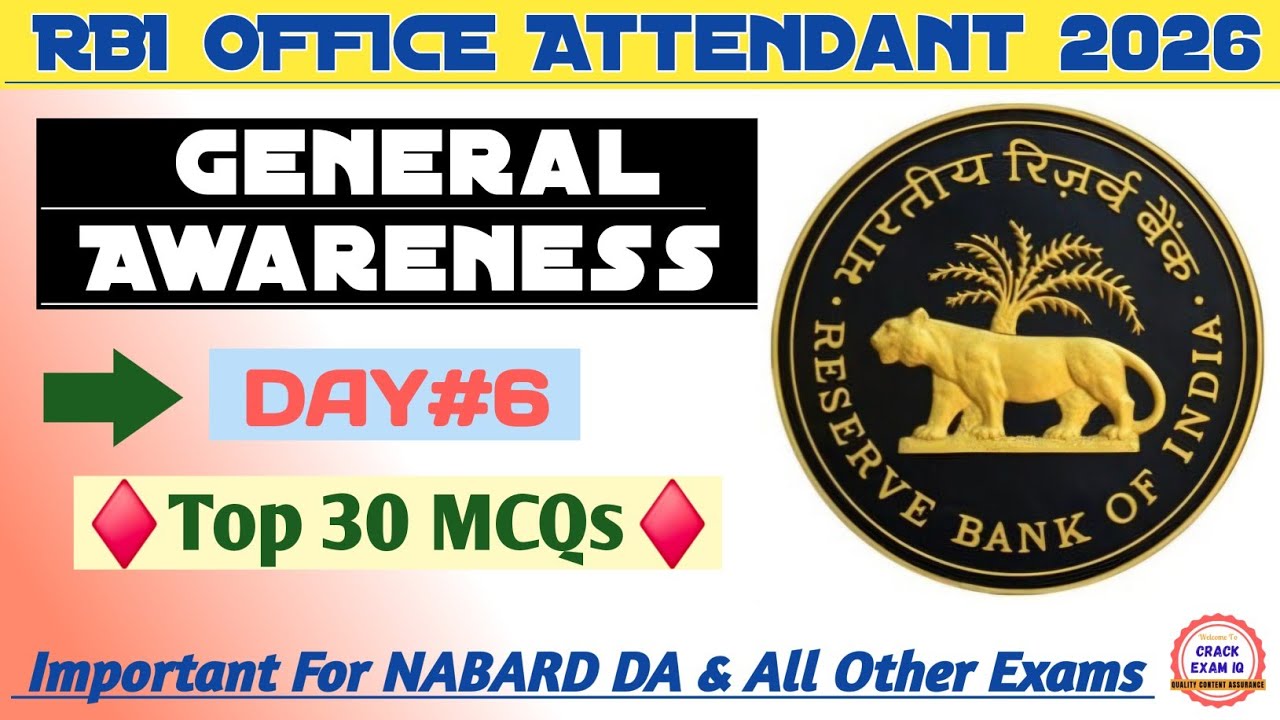 RBI General Awareness & Current Affairs | RBI Office Attendant ...