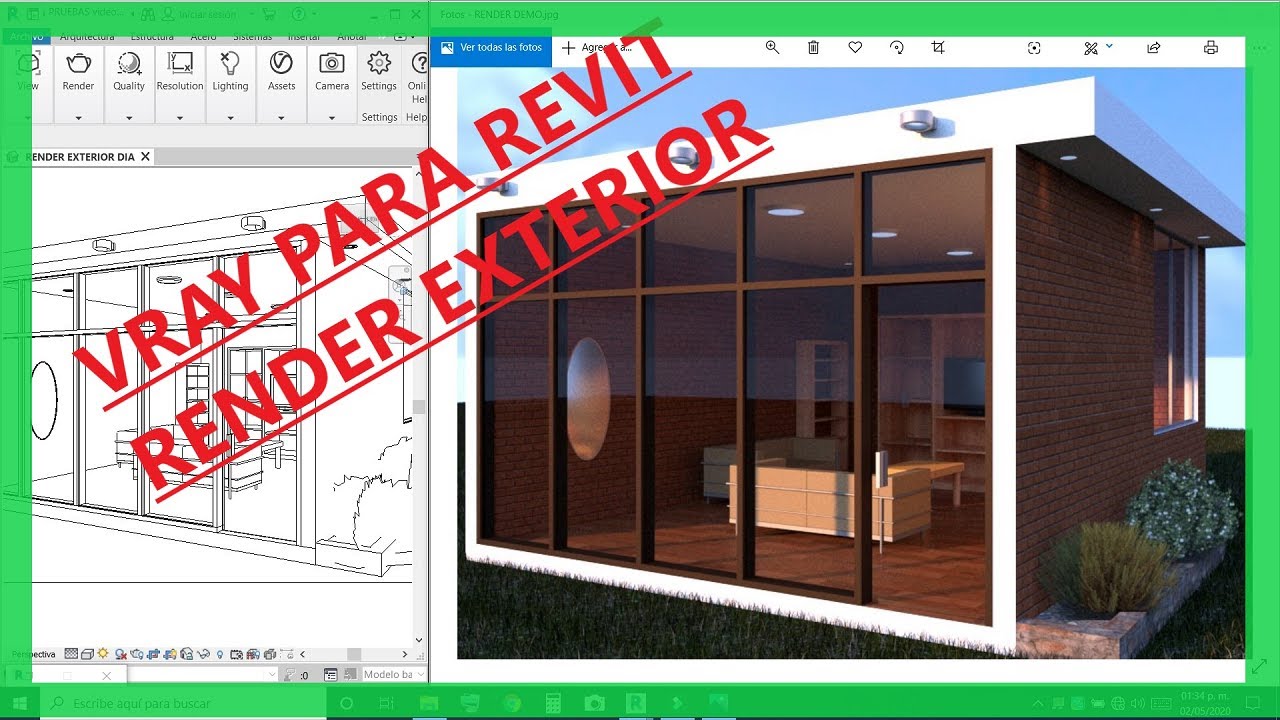 VRAY para REVIT 2020-- Render exterior Usando materiales nativos de ...