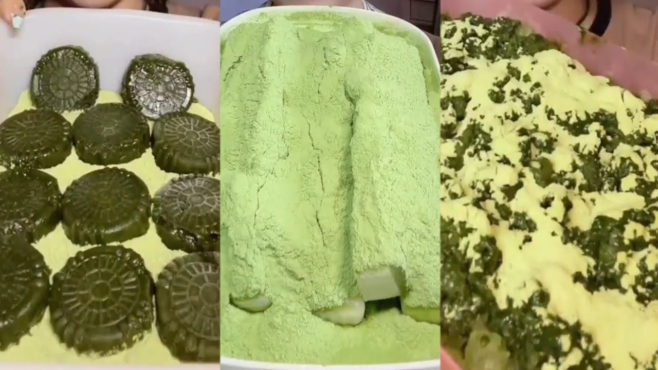 ASMR HER ICE MARTHA AND FOAM CRUNCHY WITH MATCHA POWDER - YouTube