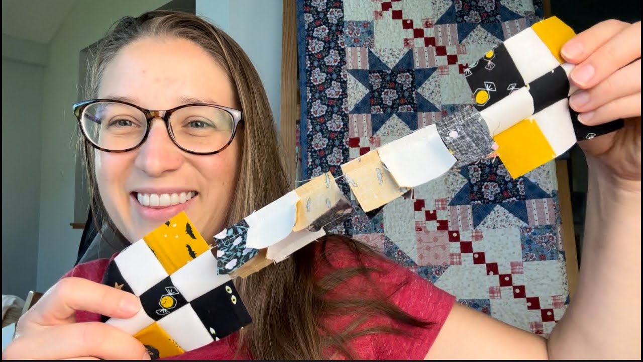 Chain piecing tutorial, web piecing tutorial, making nine patches for my Halloween Stargazer ...