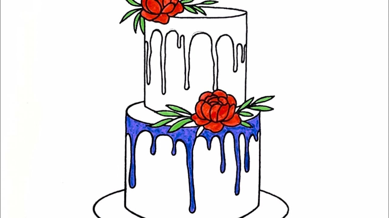 How To Draw a Birthday Cake | Simple and Easy Cute Cake Drawing ...