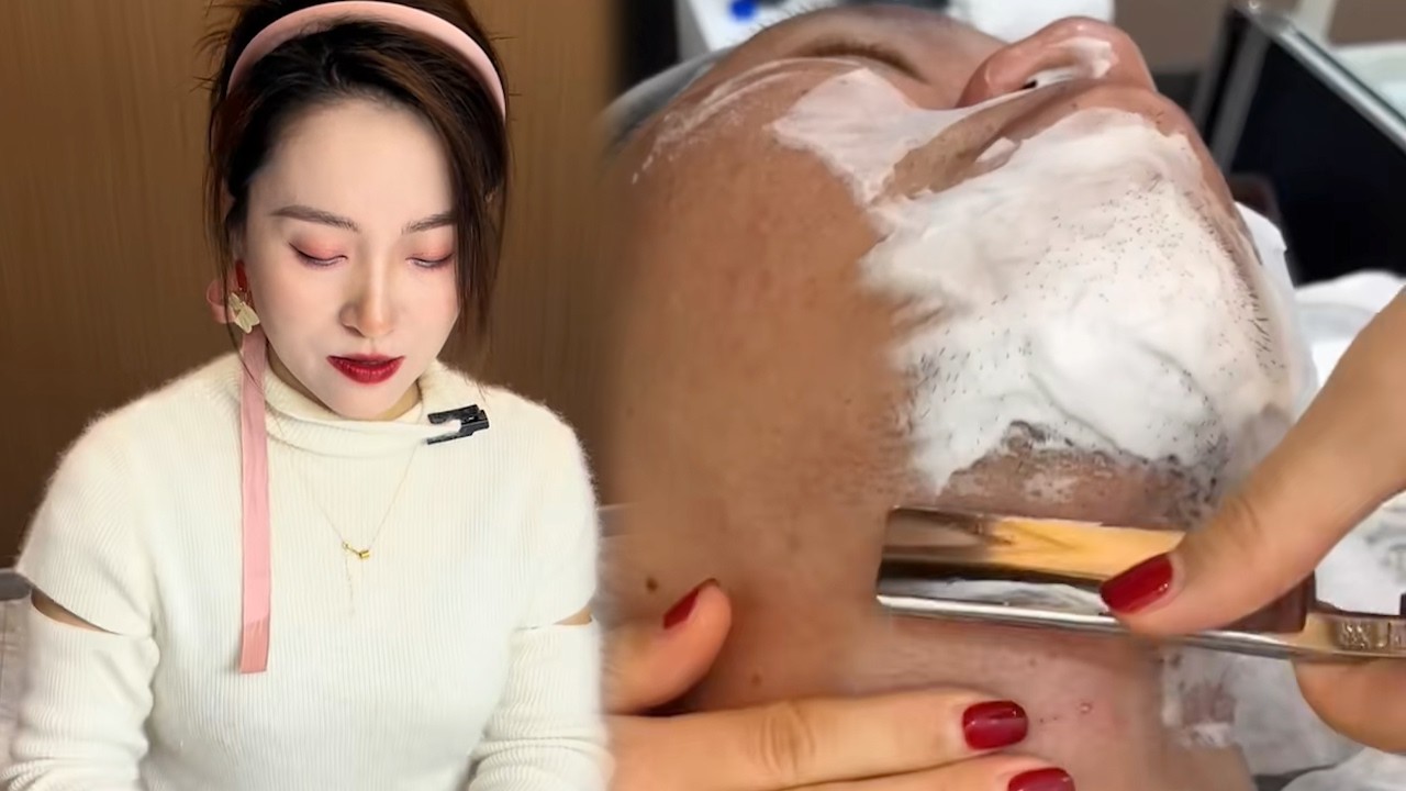 ️Relaxing Shave & Gentle Face Massage(Sleep&Tinglies) & Facial cleaning ...