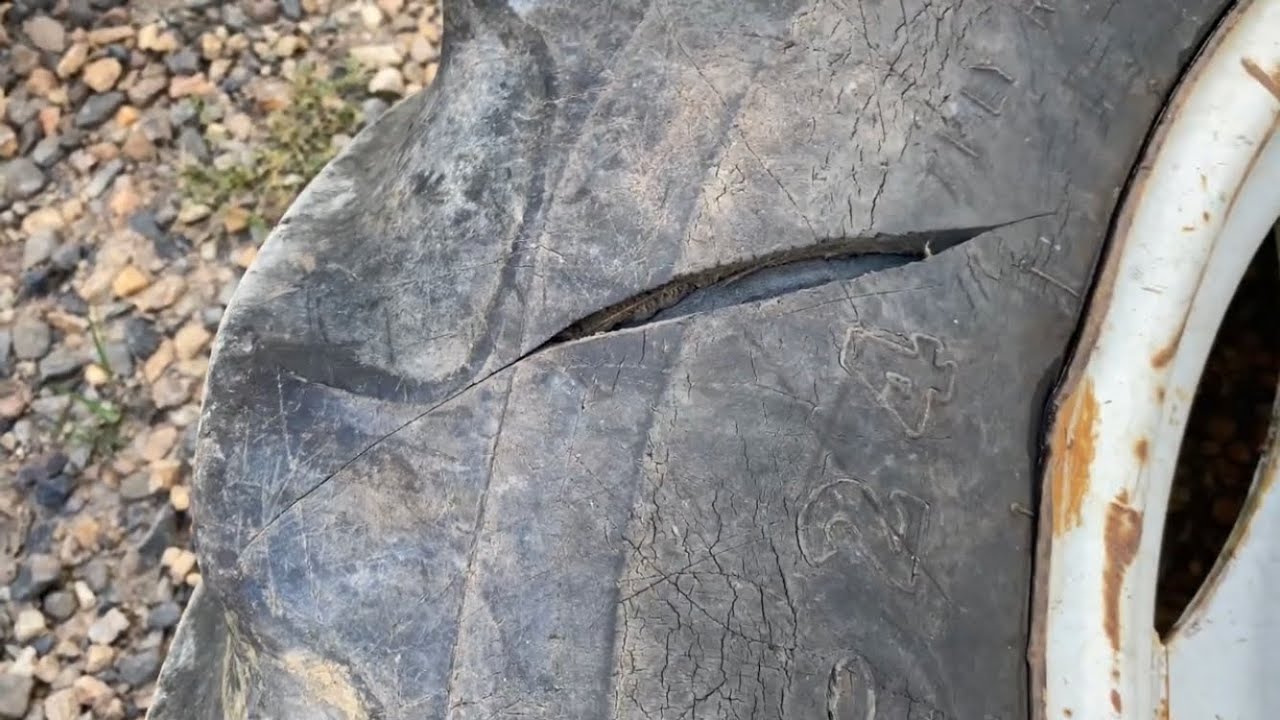 Tractor tyre side wall repair Gluetread?? - YouTube