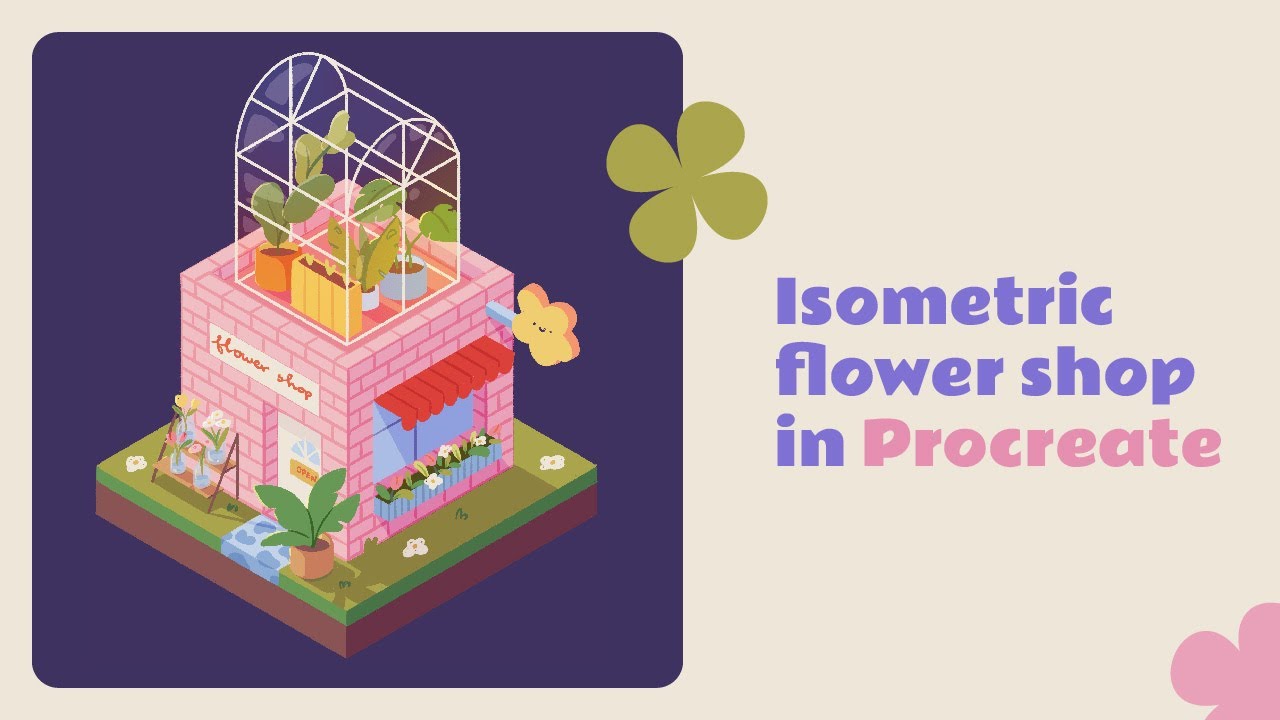 Draw With Me: Isometric Flower Shop in Procreate - YouTube