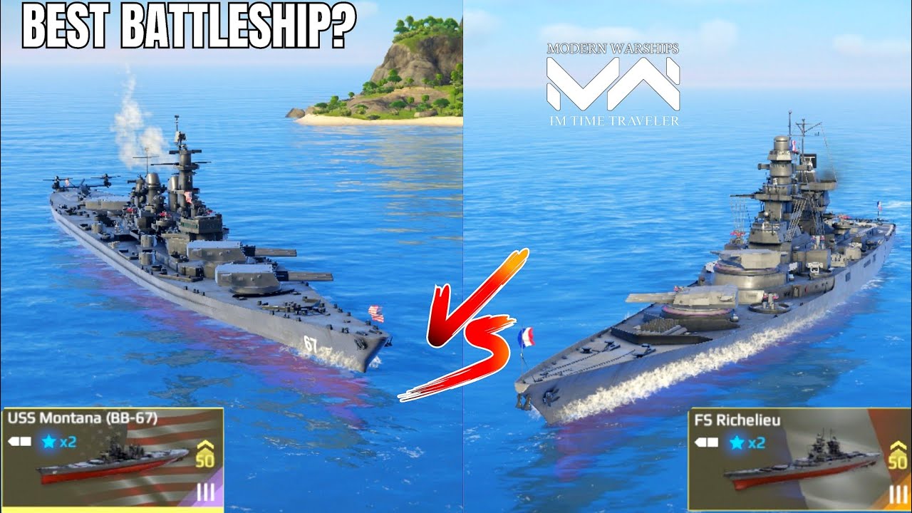 USS Montana vs FS Richelieu Modern Warships - YouTube