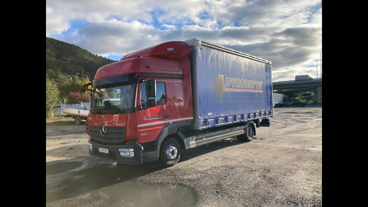 Mercedes Benz Atego 823 - plachtový valník - YouTube