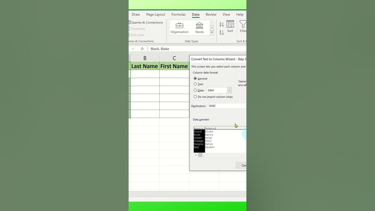 FAST Way to Separate First and Last Names in Excel | Excel Tips and ...