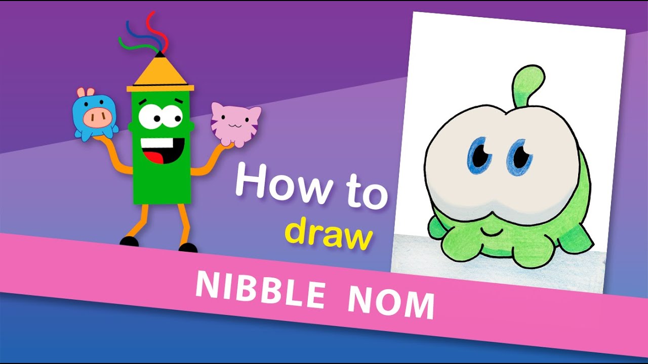 How to draw a cute Nibble Nom from Om Nom Stories series. Drawing ...