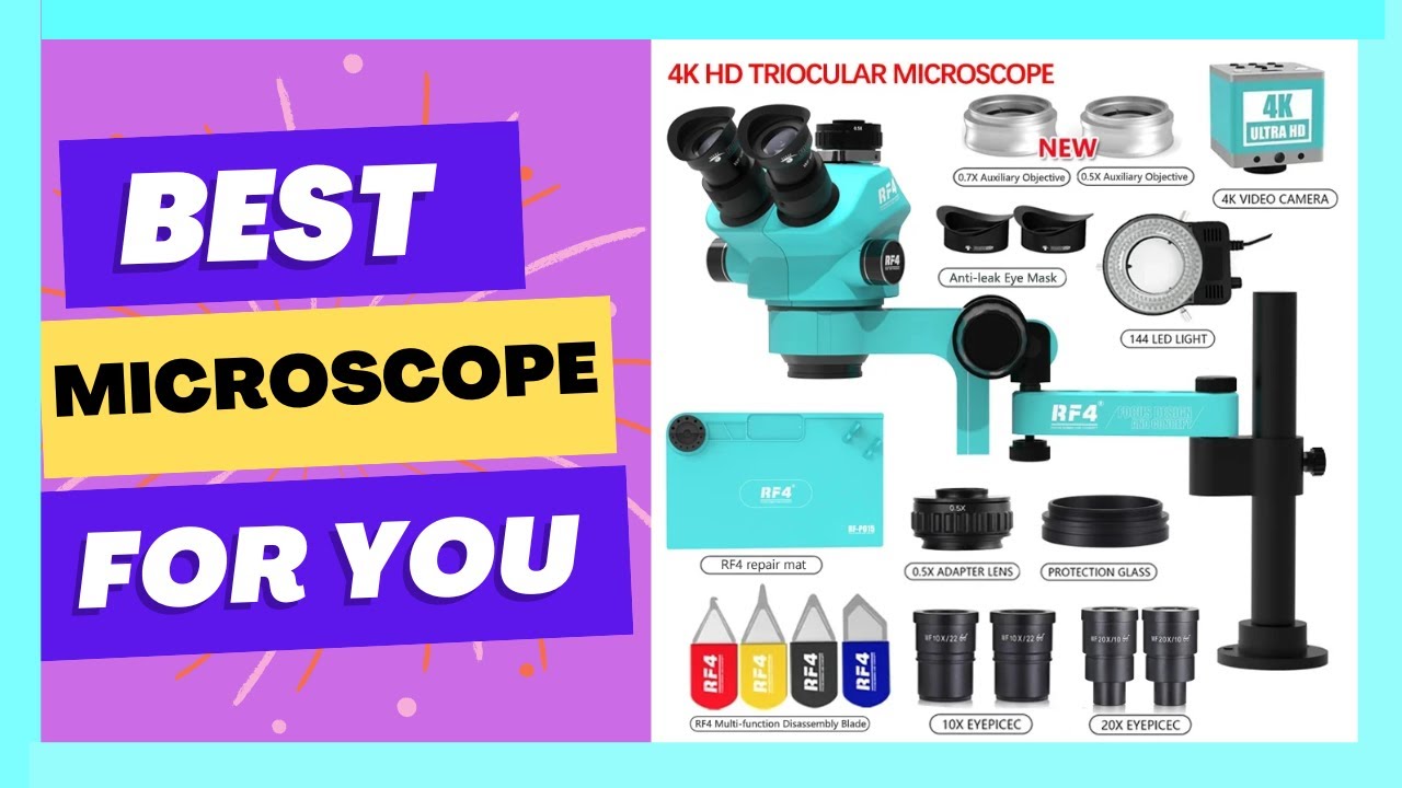 RF4 Trinocular Stereo Microscope Set 360 ° Rotation Articulating Arm ...