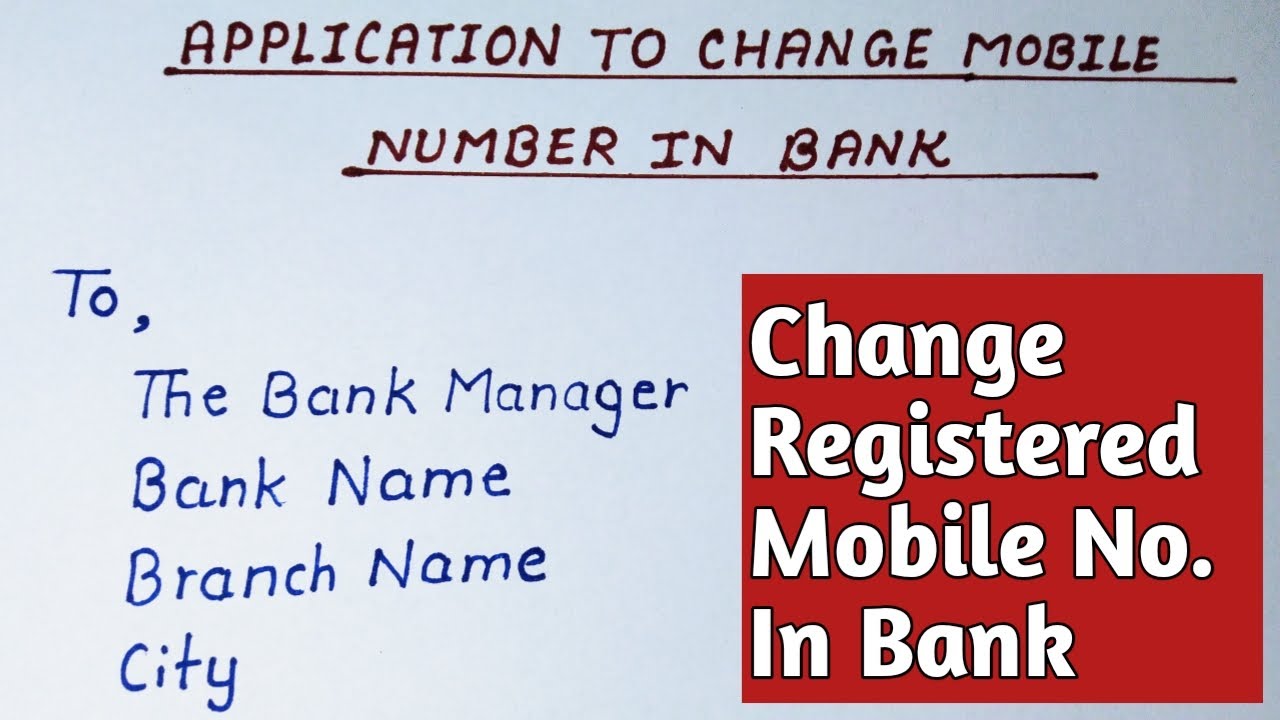 Application to Bank Manager to Change Mobile Number | English ...