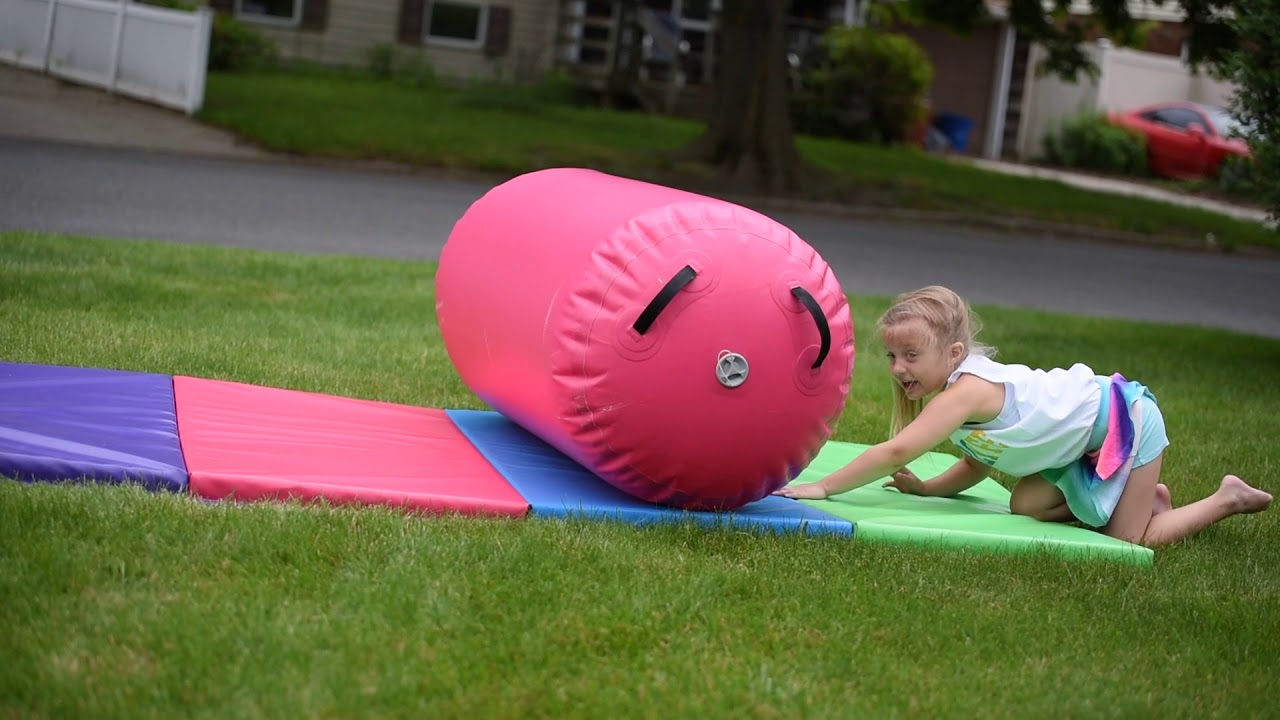 Layla's Tumbling- Back handspring practice on an Air roll - YouTube