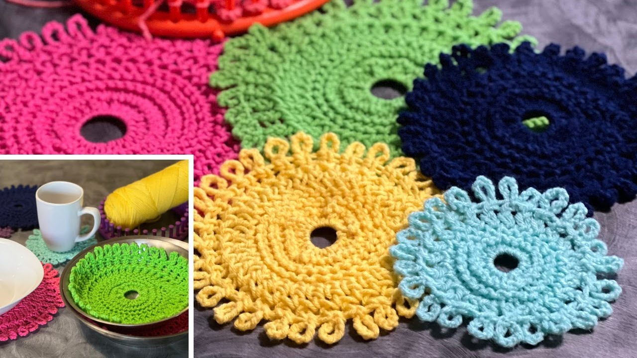 Loom Knit a Doily Pot and Dish Protector | Liner | Coaster | Placemat ...