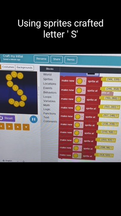 #shorts Coding for beginners/ Sprite programming Craft my Initial# ...