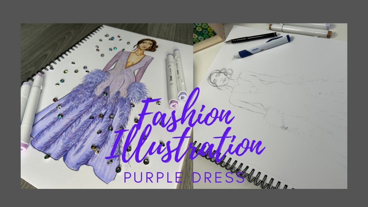 Fashion Illustration The Purple Dress - YouTube