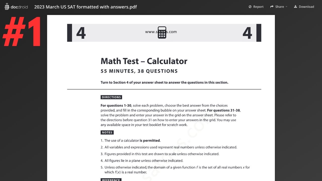 SAT 2023 March Practice Session Math(Calculator) - YouTube