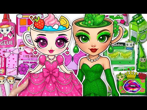 🎀Paper DIY🎀 BALELRINA CAPPUCCINA x MATCHA NOVA Skincare + Makeup Pt.2 💄🌿 Unboxing ASMR | Hana Paper