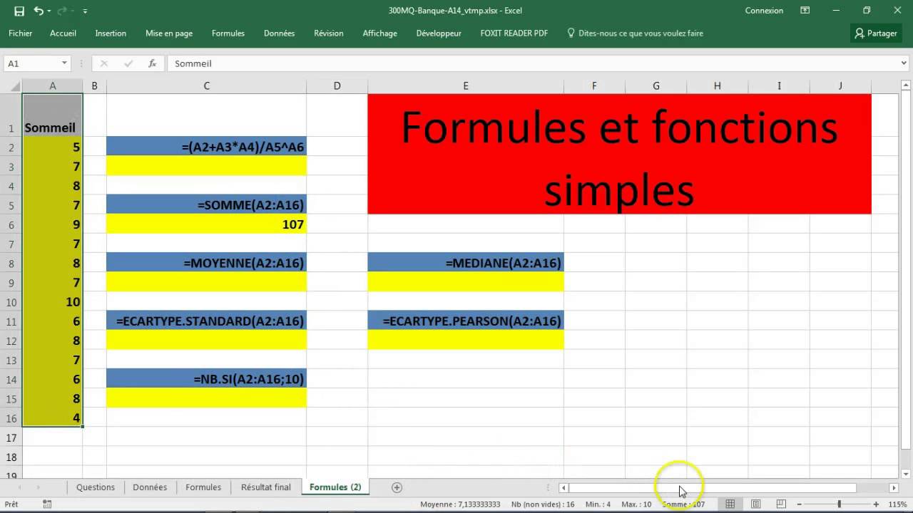 Excel 2016 [FR] Formule - SOMME addition de valeurs (exemple vidéo ...
