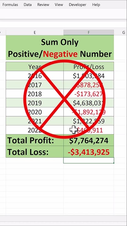 Sum Only positive/negative numbers | Excel Tips and tricks | #shorts - YouTube