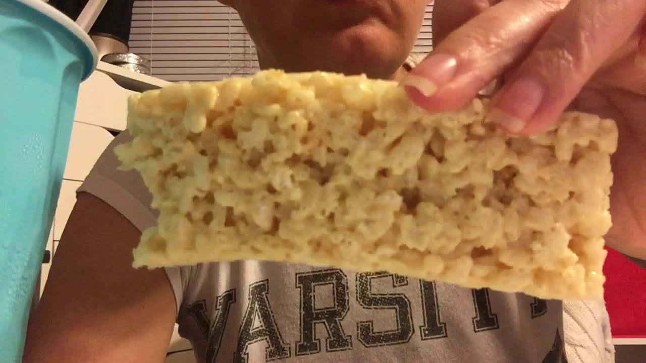 EATING RICE KRISPIE TREAT - YouTube