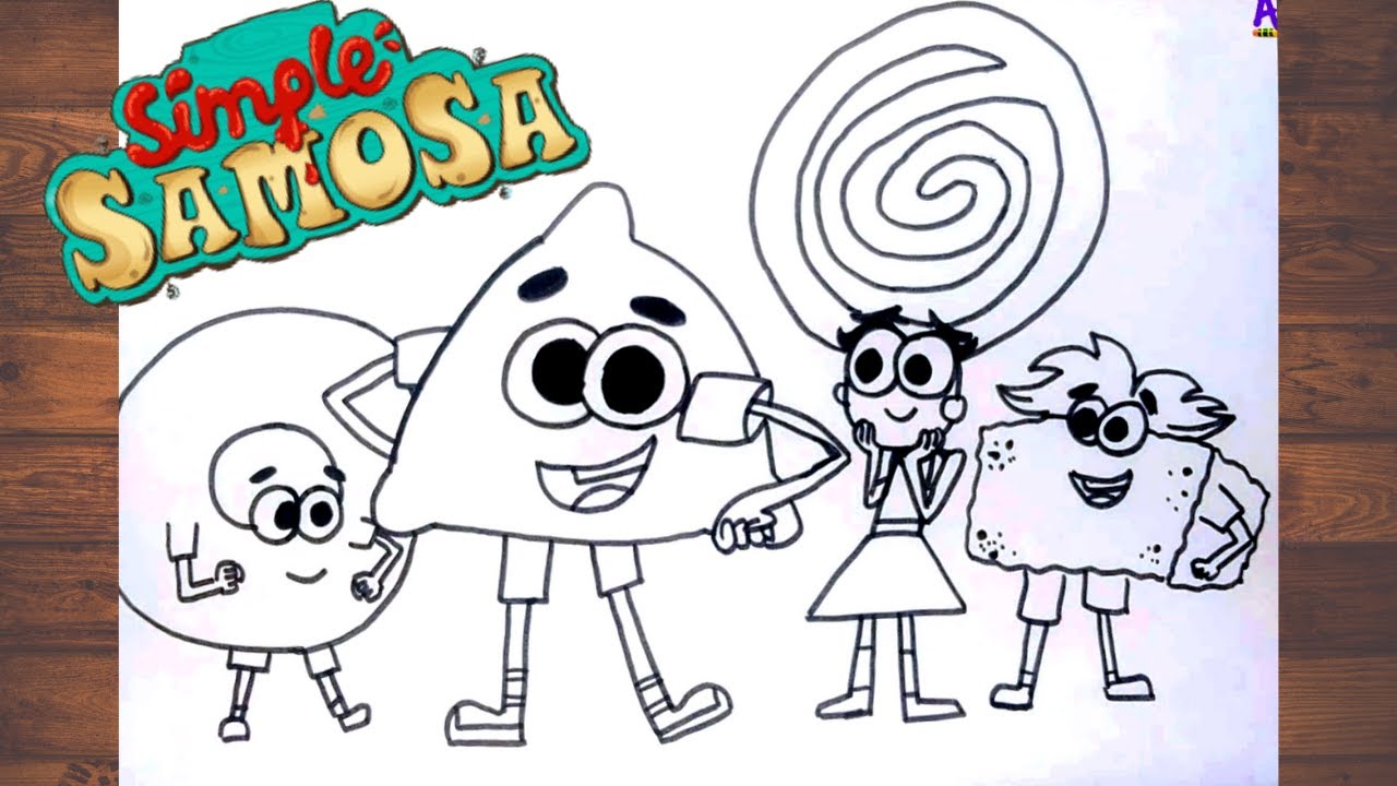 Simple Samosa Drawing | Simple Samosa and Friends Drawing | Simple ...