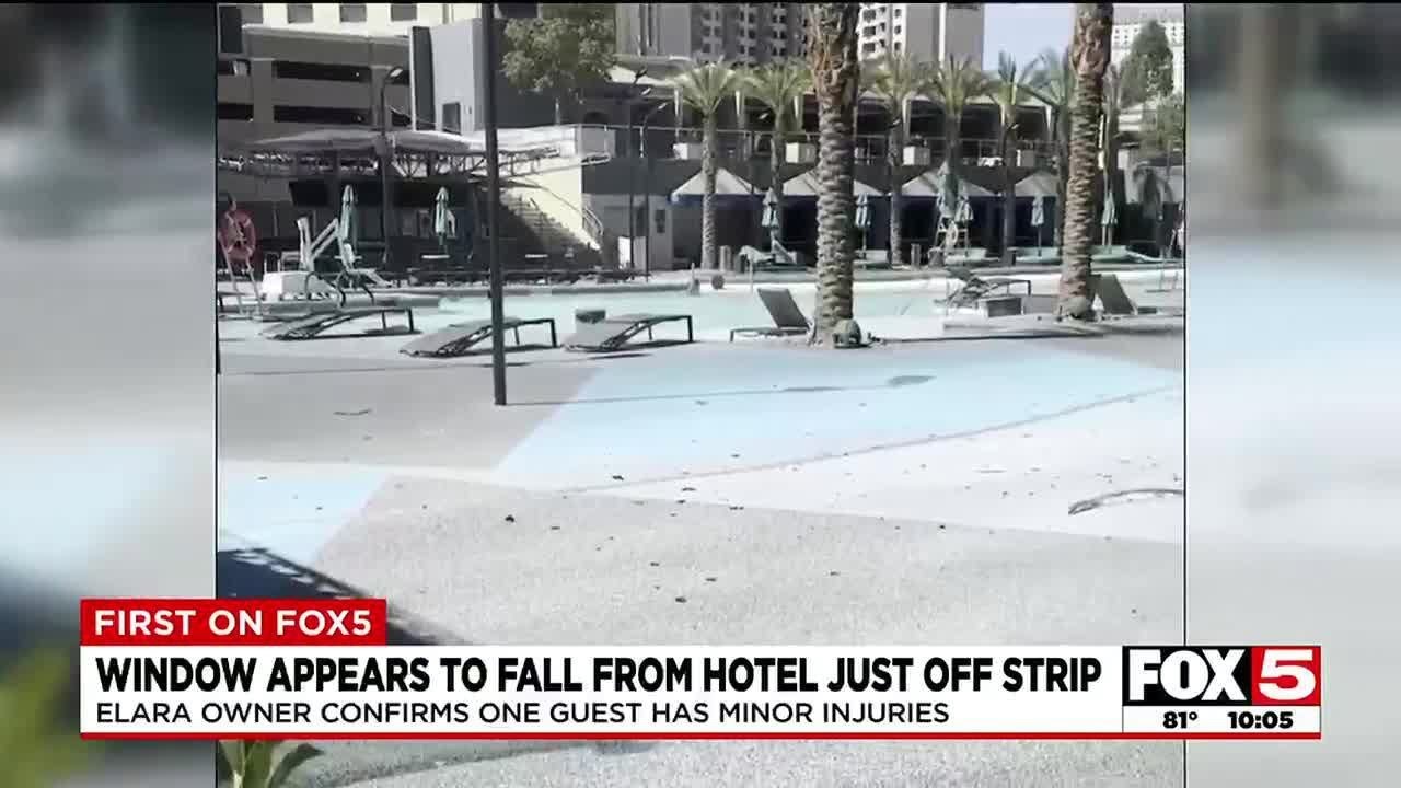 Guest injured after window fell from hotel near Las Vegas Strip - YouTube
