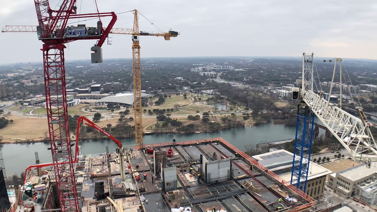 Cranes in downtown Austin - YouTube
