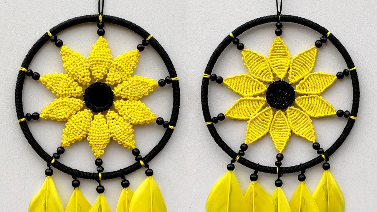 DIY Sunflower Design Macrame Wall Hanging | Macrame Room Decor | Macrame Wall Hanging Tutorial ...
