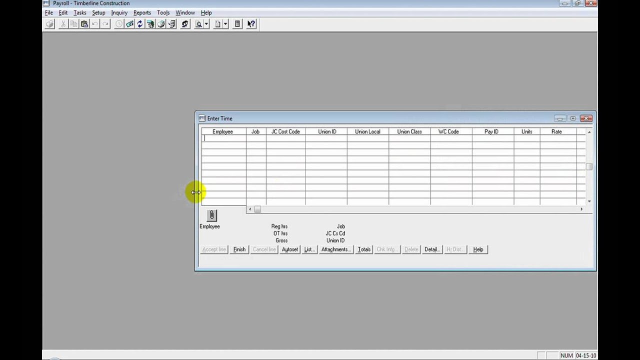 Sage Timberline Accounting: Video 6 Customize Payroll Time Entry ...