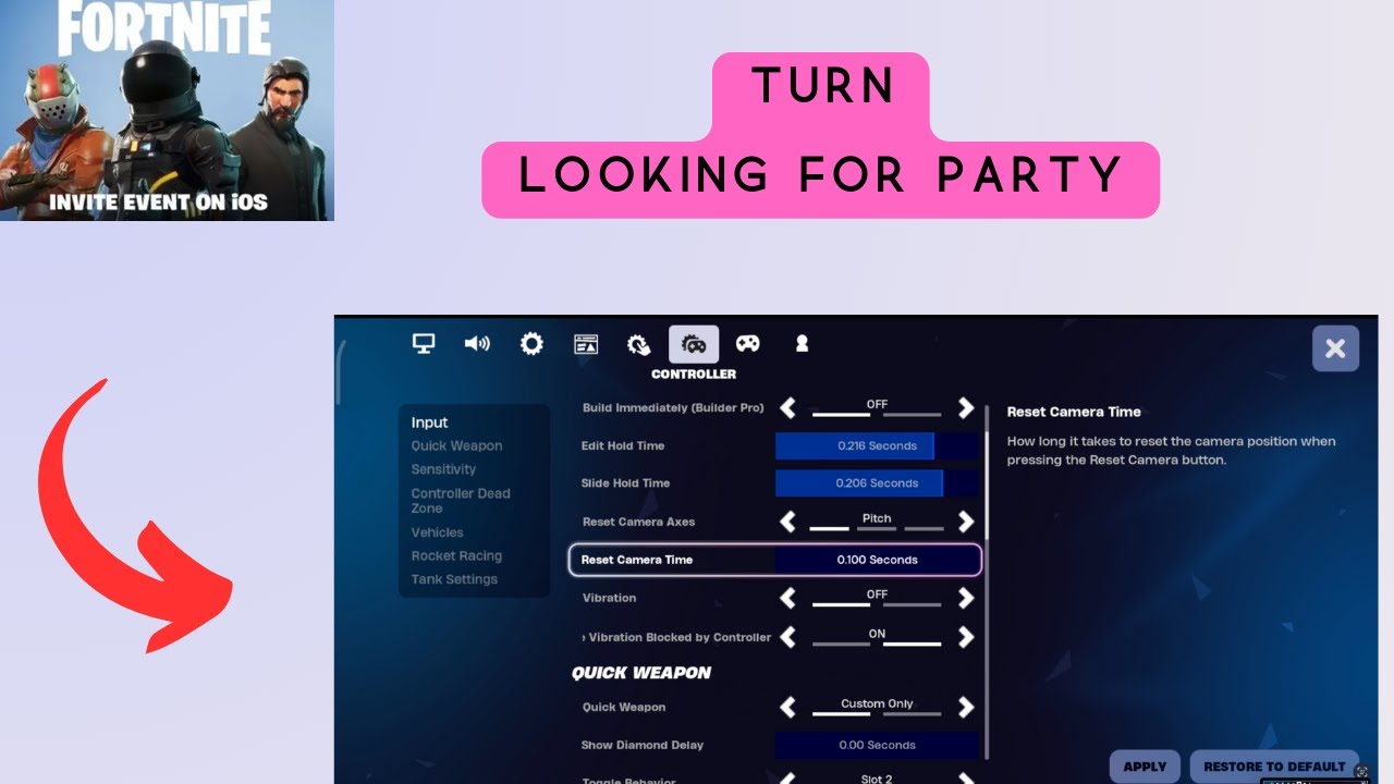 How to Turn on and off looking For Party in Fortnite Mobile - YouTube