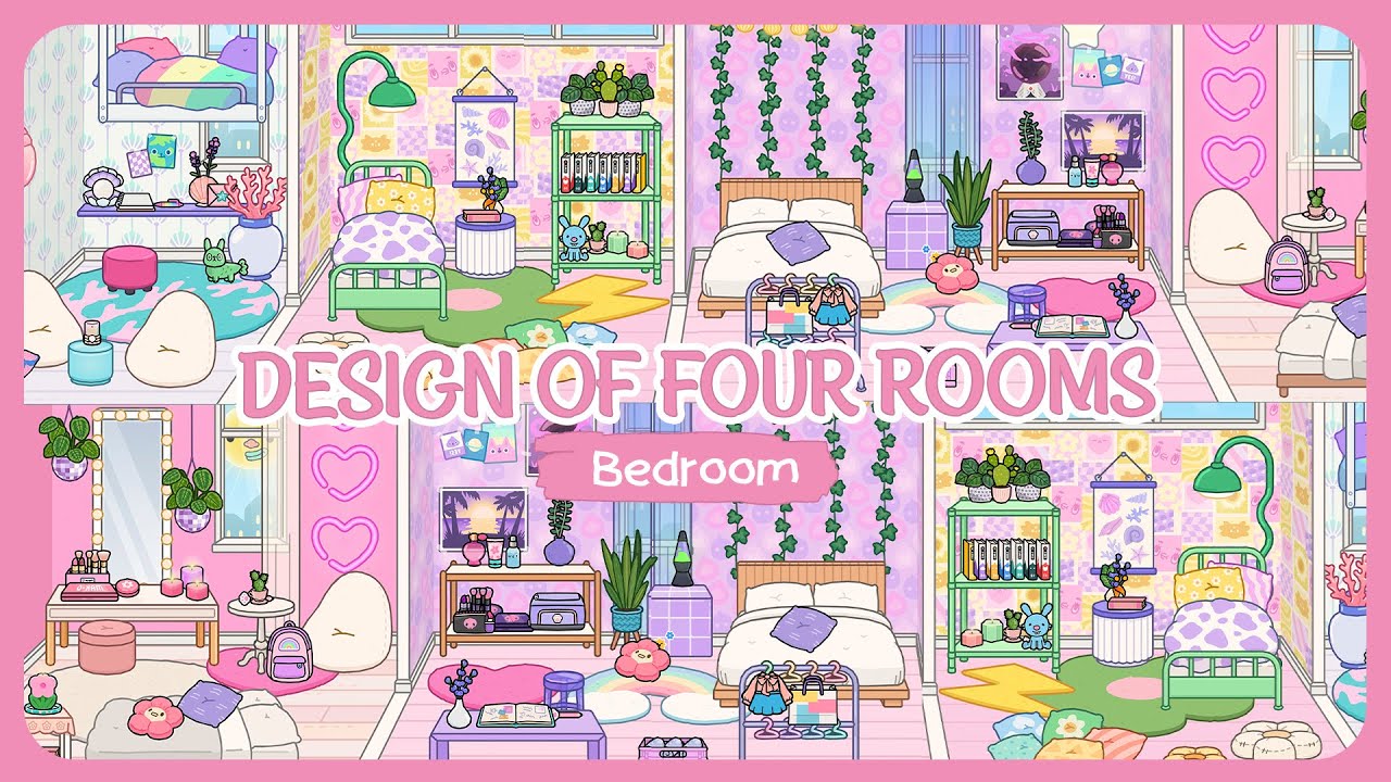 Design of four ROOMS!💜🤍💚 | House Ideas | NEW AESTHETIC Bedroom| Toca ...