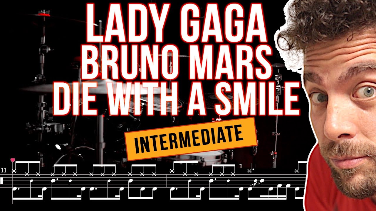 Lady Gaga, Bruno Mars - Die With A Smile - Drum cover (with scrolling ...