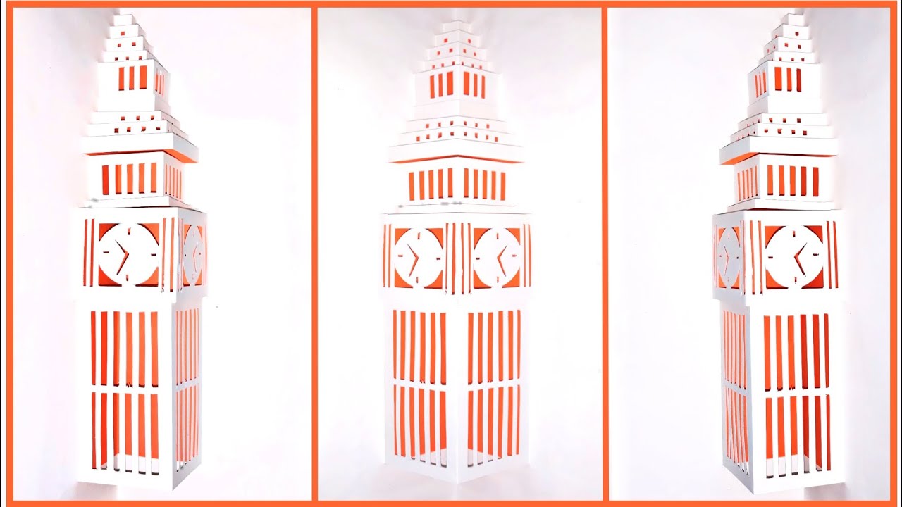 Easy Paper Cutting Big Ben ( London ) Kirigami || Kirigami Paper Art ...