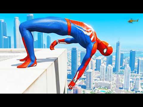 SPIDERMAN CRAZY JUMPS/FALLS (GTA 5 Spider-Man vs Highest Buildings, Ramps) #98