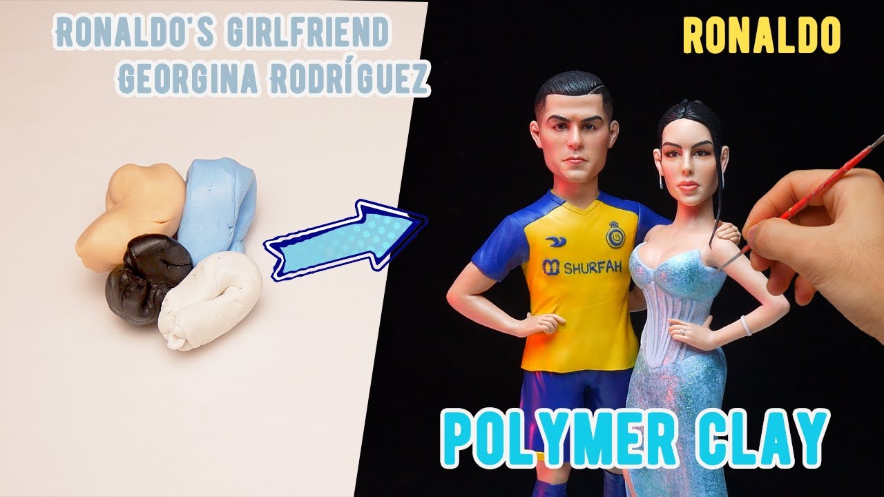 Ronaldo and Georgina Rodríguez made from polymer clay.【Clay producer ...