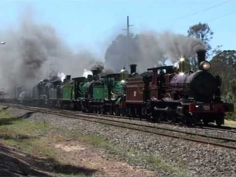 Steam quintuple header. 1709+1210+2705+3112+3526 to MossVale - YouTube