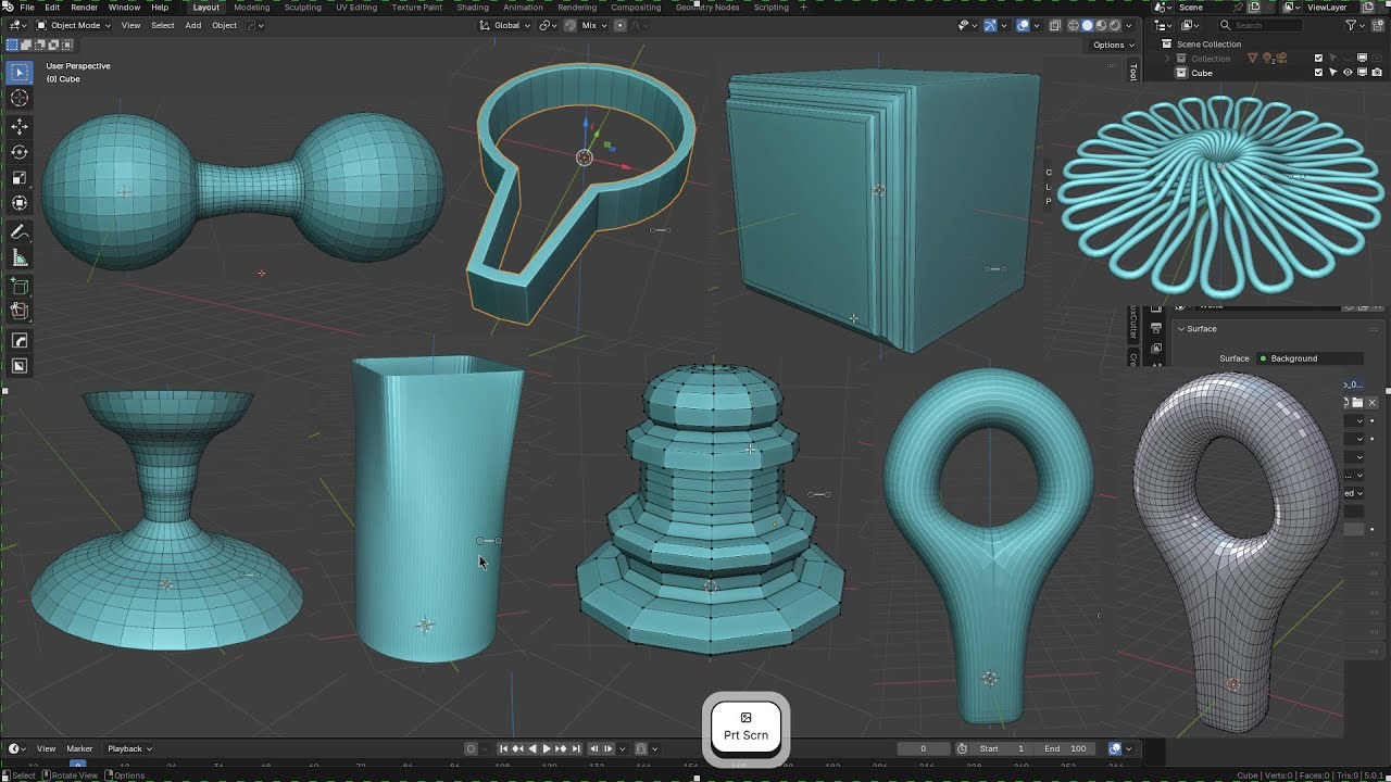 33. Blender modeling practice #9(More shapes). Enjoy Blender! - YouTube