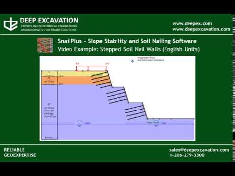 Stepped Soil Nail Walls Designed with SnailPlus Software - YouTube