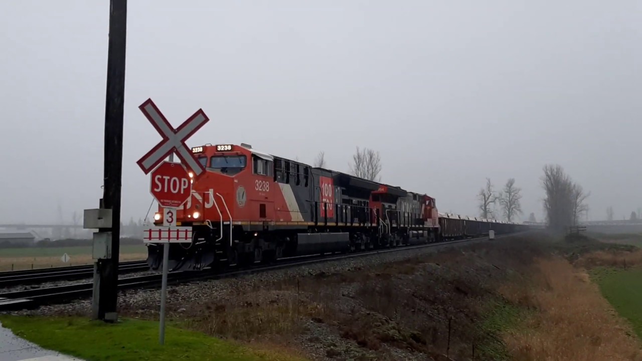 CN 3238 Tier 4 CN 100 GEVO Leads CN Freight Train At Sorenson Street Matsqui BC - YouTube