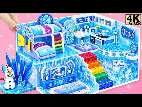 How To Make Disney Princess Elsa’s Frozen House with Bunk Bed & Rainbow Stair ❄️ DIY Miniature House
