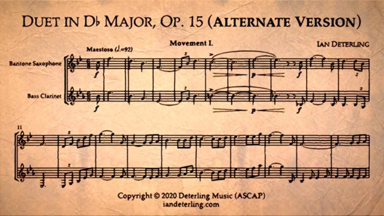 Baritone Saxophone and Bass Clarinet Duet in D-Flat Major, Op. 15 ...