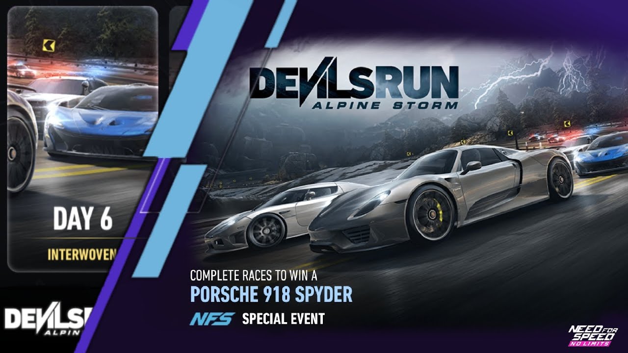 Porsche 918 Spyder | Day 6 INTERWOVEN | NFS No Limits Devil's Run: Alpine Storm - YouTube
