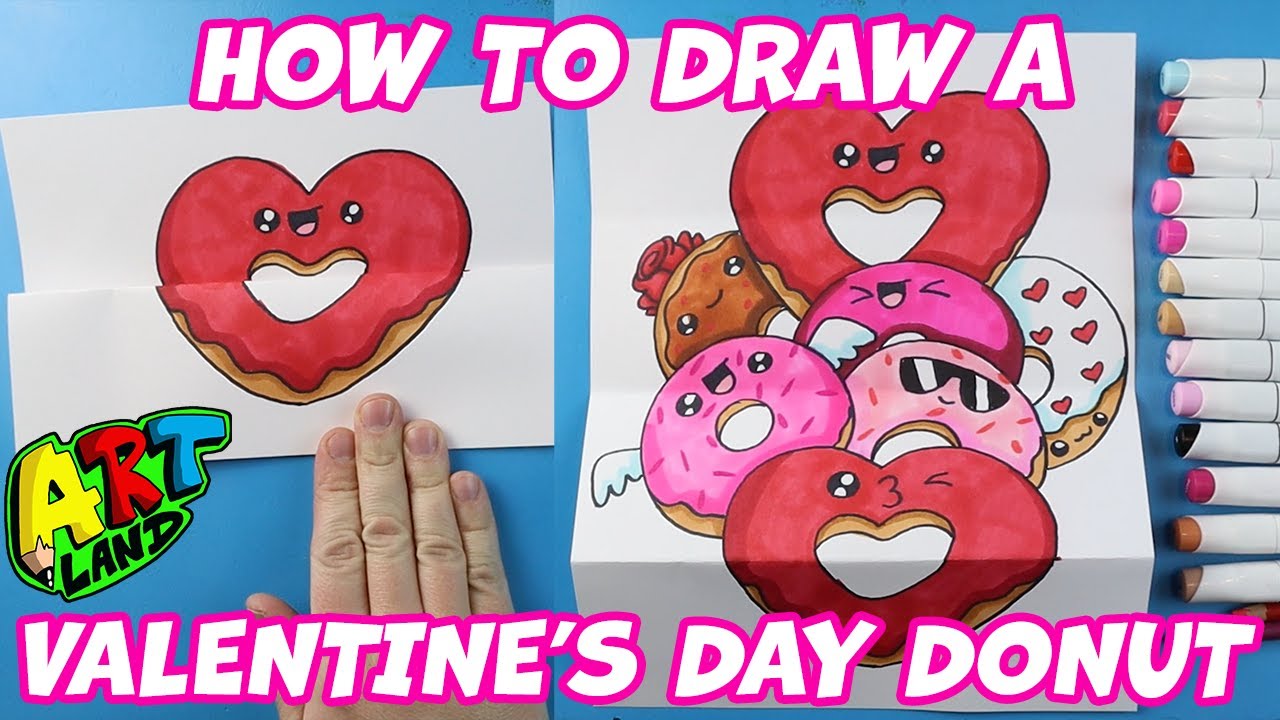 How to Draw a Valentine's Day Donut Folding Surprise - YouTube